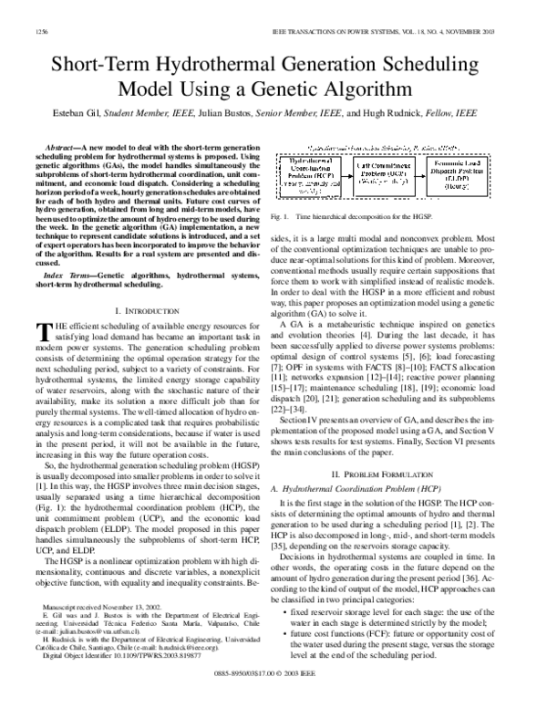 (PDF) Short-term hydrothermal generation scheduling model using a ... (PDF) Short-term hydrothermal generation scheduling model using a ...