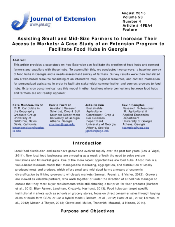 (PDF) Assisting Small and Mid-Size Farmers to Increase Their Access to ...