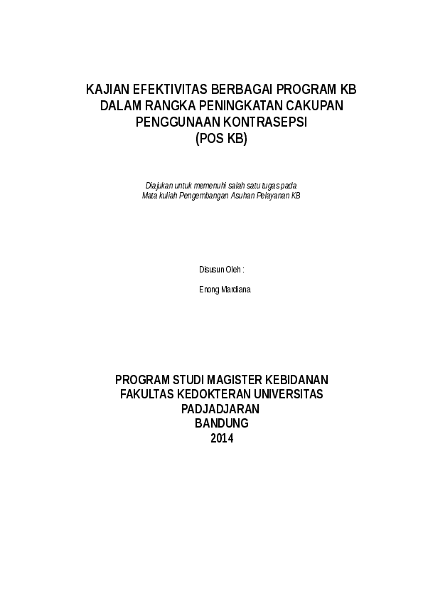 (DOC) KAJIAN EFEKTIVITAS BERBAGAI PROGRAM KB DALAM RANGKA PENINGKATAN ...