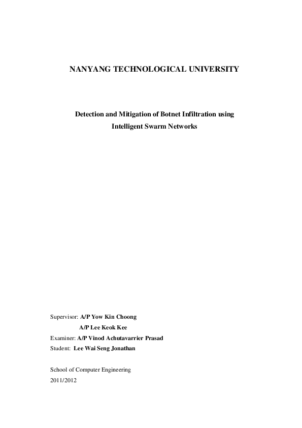 Pdf Detection And Mitigation Of Botnet Infiltration Using Intelligent Swarm Networks