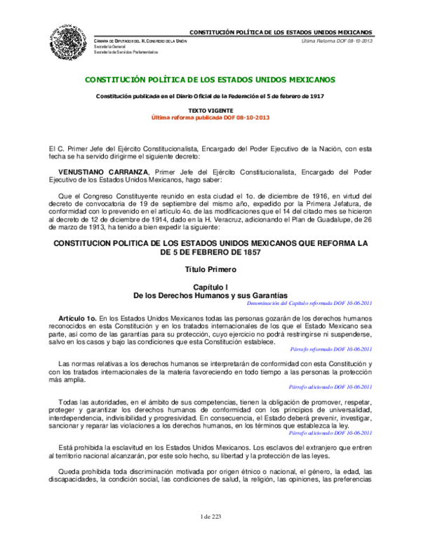 (PDF) CONSTITUCIÓN POLÍTICA DE LOS ESTADOS UNIDOS MEXICANOS ...