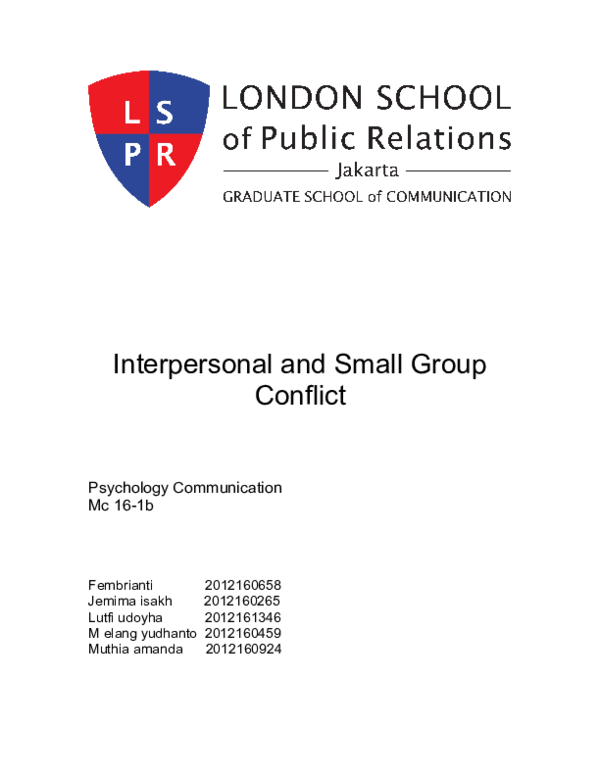 (DOC) Interpersonal & Small Group Conflict