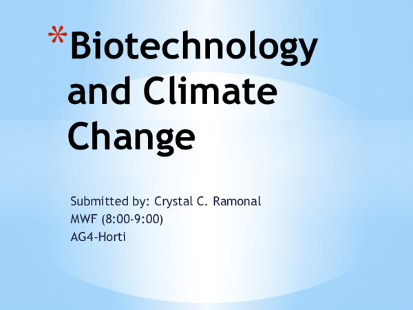 (PPT) Biotechnology and Climate Change