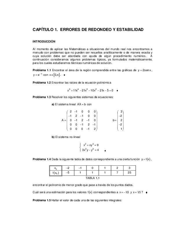 (PDF) CAPÍTULO 1. ERRORES DE REDONDEO Y ESTABILIDAD