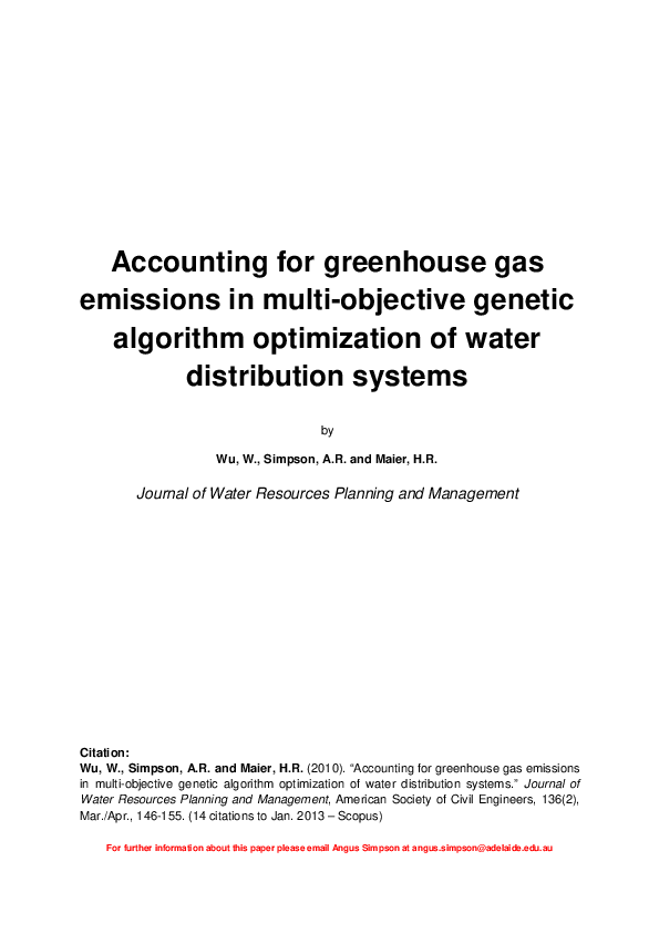 (PDF) Accounting for Greenhouse Gas Emissions in Multiobjective Genetic Algorithm Optimization ...