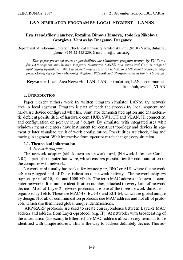 (PDF) LAN SIMULATOR PROGRAM BY LOCAL SEGMENT - LANSS