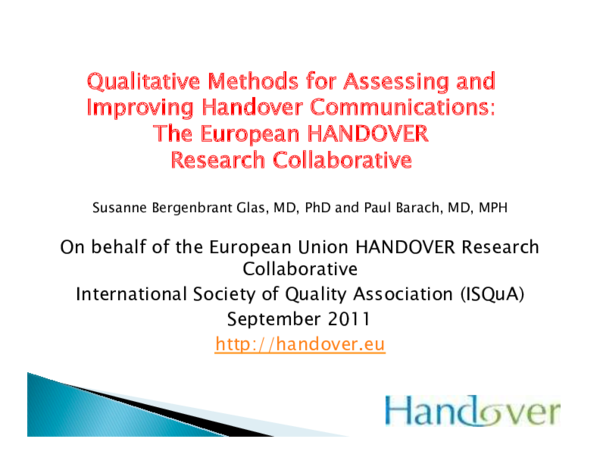 Qualitative Methods for Assessing and Improving Handover Communications ...