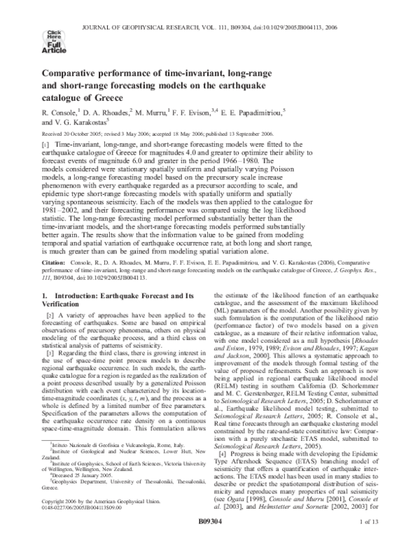 Pdf Comparative Performance Of Time Invariant Long Range And Short Range Forecasting Models