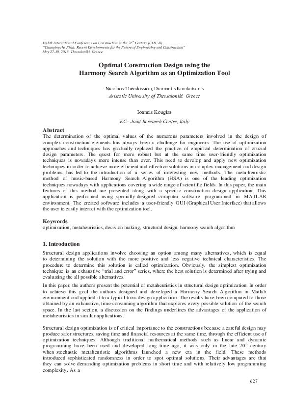 (PDF) Optimal construction design using the Harmony Search Algorithm as an optimization tool
