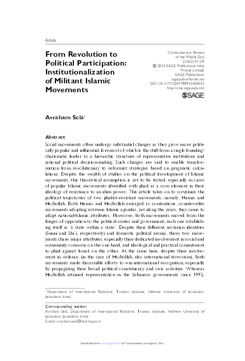 (PDF) From Revolution to Political Participation: Institutionalization ...