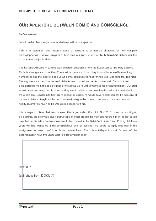 (DOC) Our distance between comic and conscience final