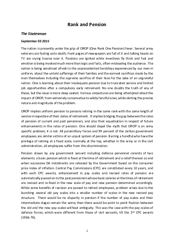 (PDF) One Rank One Pension (OROP)