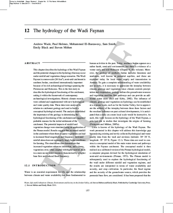 (PDF) 12 The hydrology of the Wadi Faynan