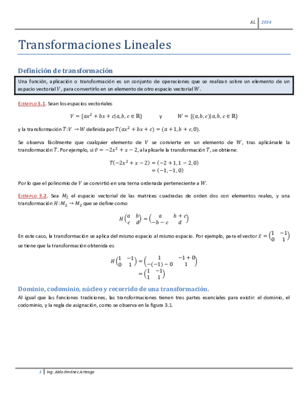(PDF) Transformaciones Lineales