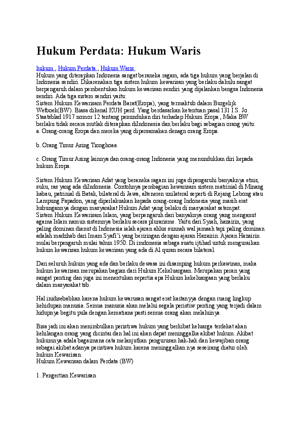 (DOC) Hukum Perdata: Hukum Waris