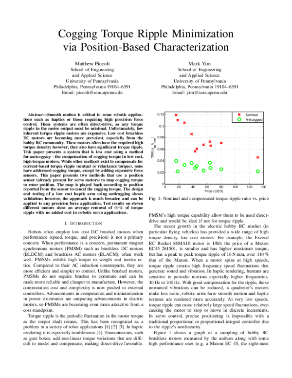 (PDF) Cogging Torque Ripple Minimization via Position-Based ...