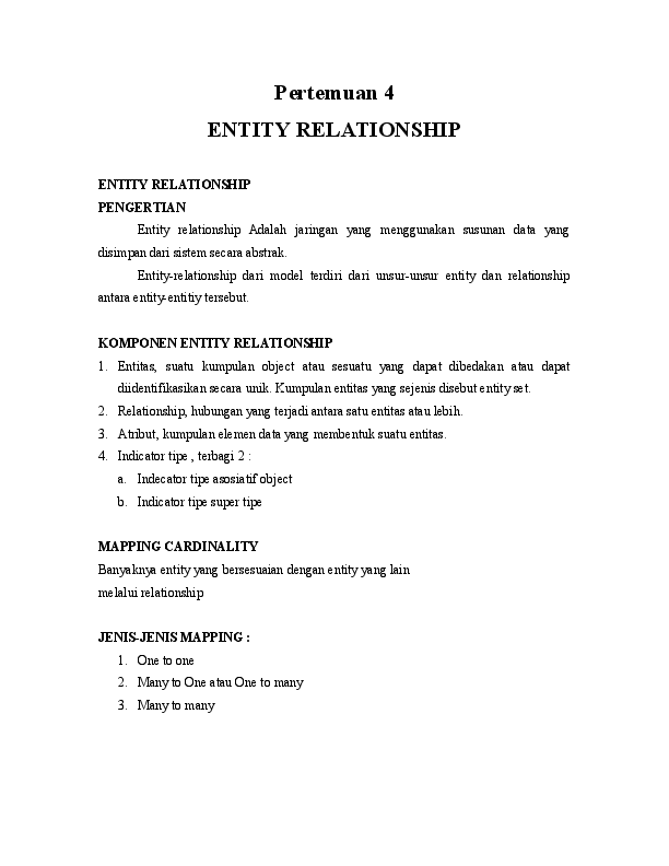 (DOC) Pertemuan 4 ENTITY RELATIONSHIP