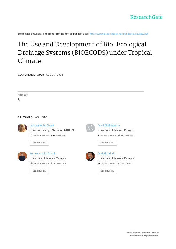 (PDF) THE USE AND DEVELOPMENT OF BIO-ECOLOGICAL DRAINAGE SYSTEMS ...