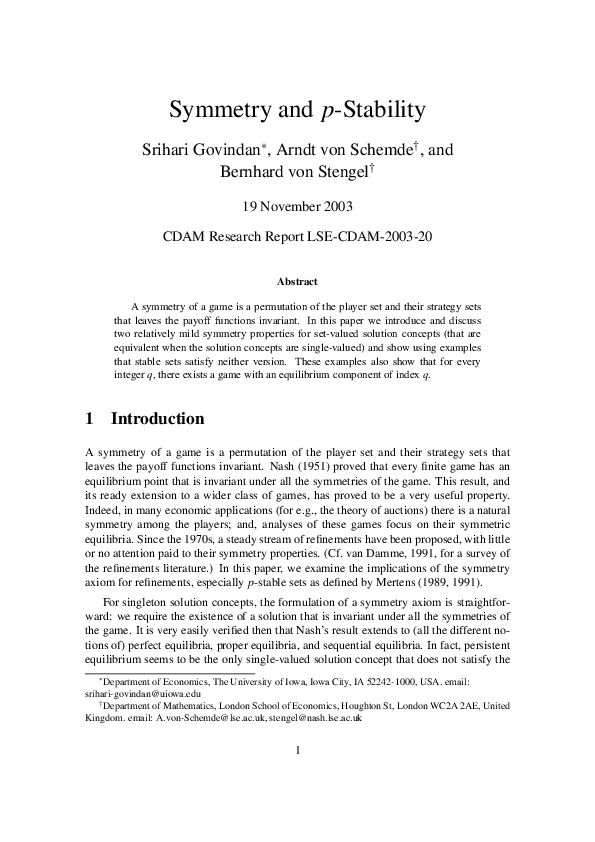 (PDF) Symmetry and p-Stability