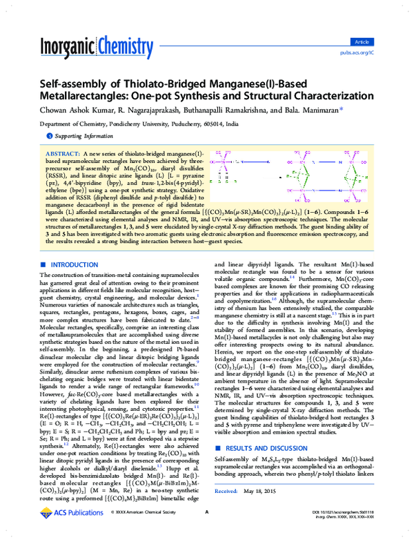 (PDF) Self-assembly of Thiolato-Bridged Manganese(I)-Based ...