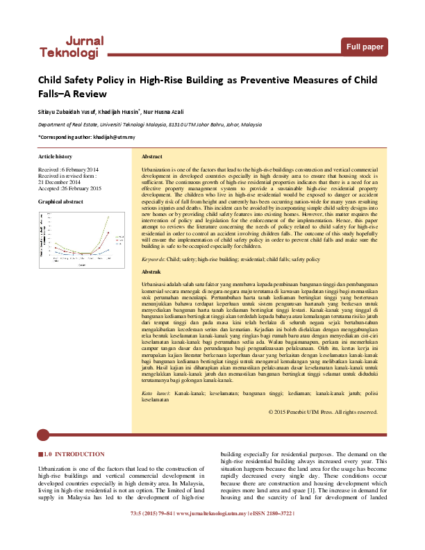 (PDF) Child Safety Policy in High-rise Building as Preventive Measures ...