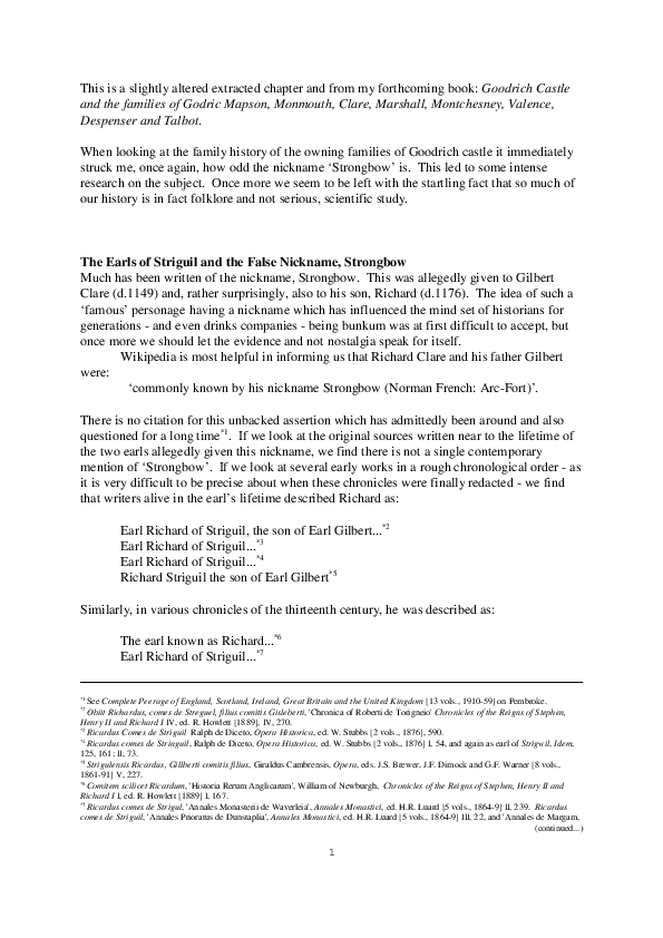 (PDF) The story of a Legend - How the nickname 'Strongbow' was created ...