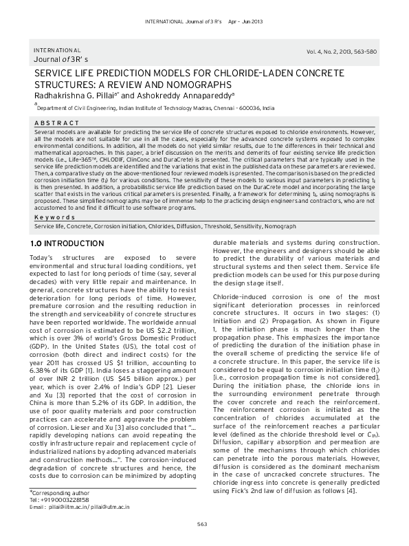 (PDF) Service life models for chloride-laden concrete structures: A review and nomographs