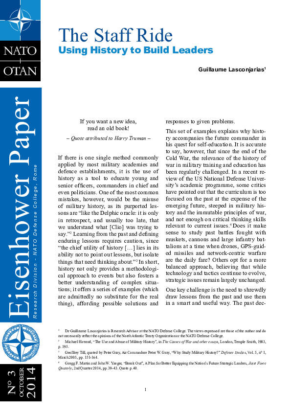 (PDF) The Staff Ride. Using History to Build Leaders