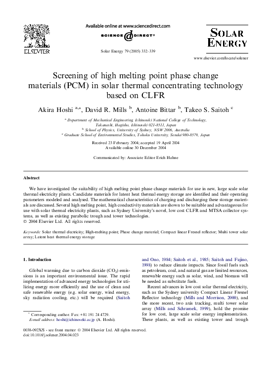 (PDF) Screening of high melting point phase change materials (PCM) in ...