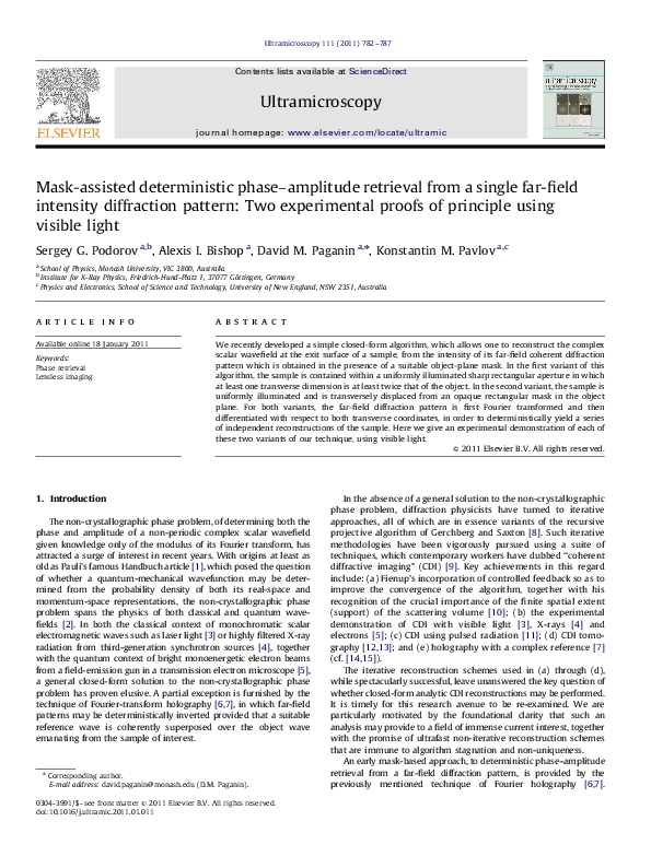 (PDF) Mask-assisted deterministic phase-amplitude retrieval from a single far-field intensity ...