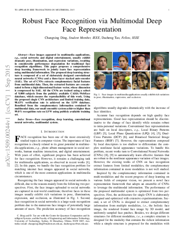 Pdf Robust Face Recognition Via Multimodal Deep Face Representation