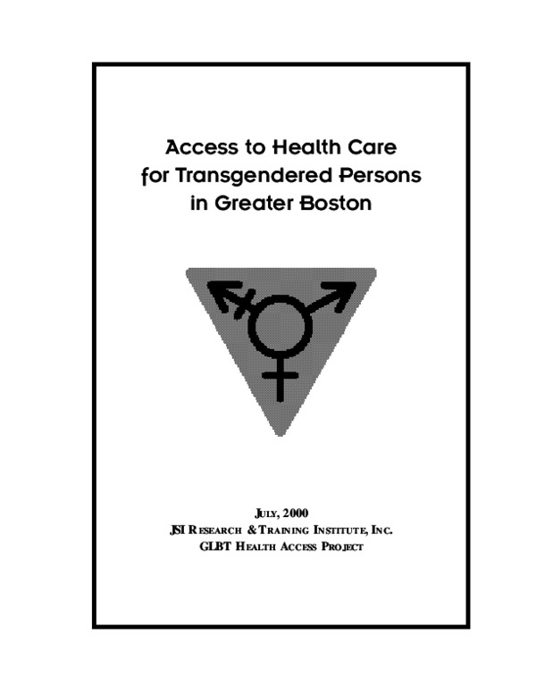 (PDF) Access to Health Care for Transgendered Persons: Results of a ...
