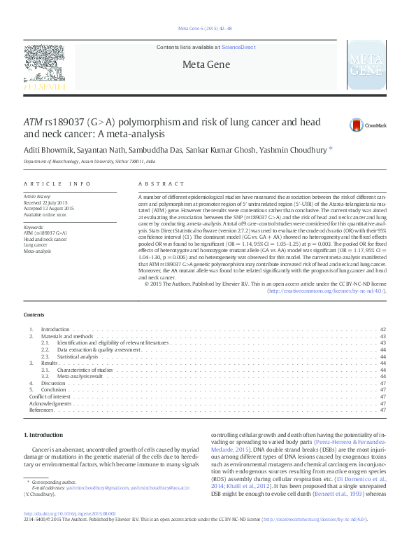 (PDF) ATM rs189037 (GNA) polymorphism and risk of lung cancer and head ...