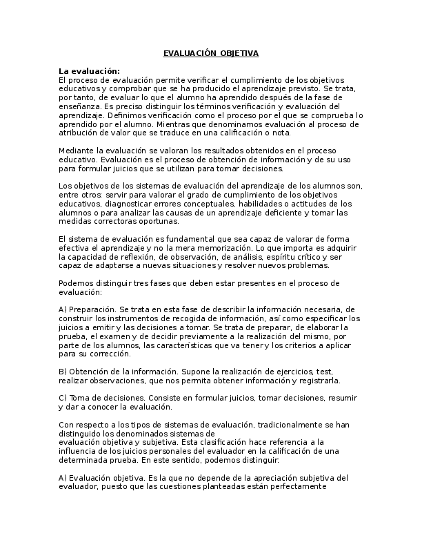 (DOC) EVALUACIÓN OBJETIVA