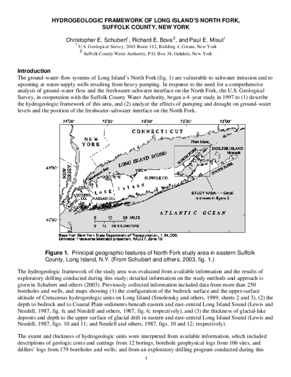 (PDF) HYDROGEOLOGIC FRAMEWORK OF LONG ISLAND'S NORTH FORK, SUFFOLK ...