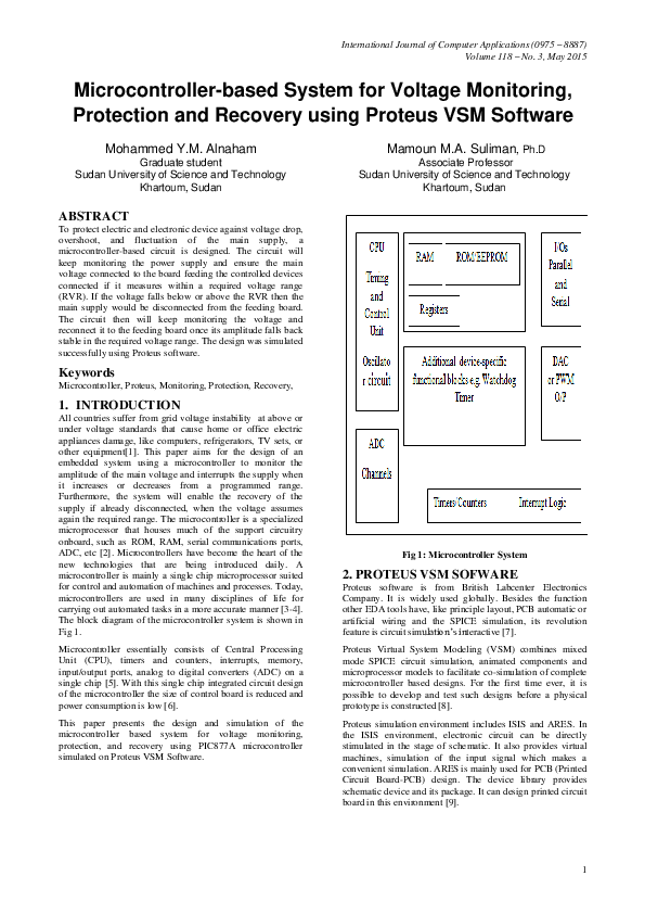 (PDF) Microcontroller-based System for Voltage Monitoring, Protection and Recovery using Proteus ...