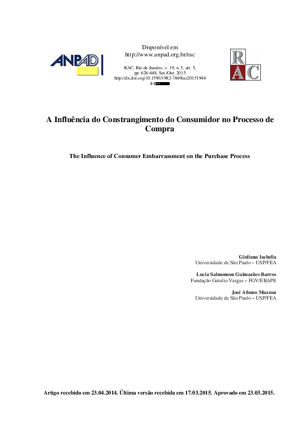 (PDF) A Influência do Constrangimento do Consumidor no Processo de Compra