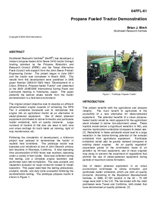 (PDF) Propane Fueled Tractor Demonstration