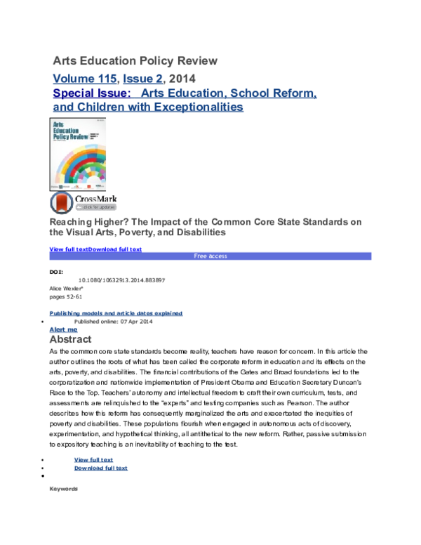 (DOC) Reaching Higher? The Impact of the Common Core State Standards on ...