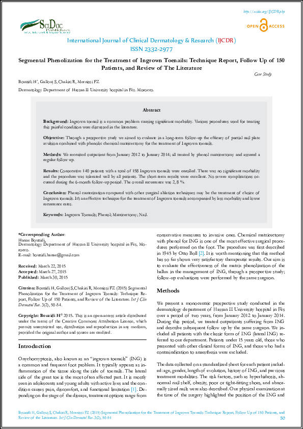 (PDF) Segmental Phenolization for the Treatment of Ingrown Toenails ...