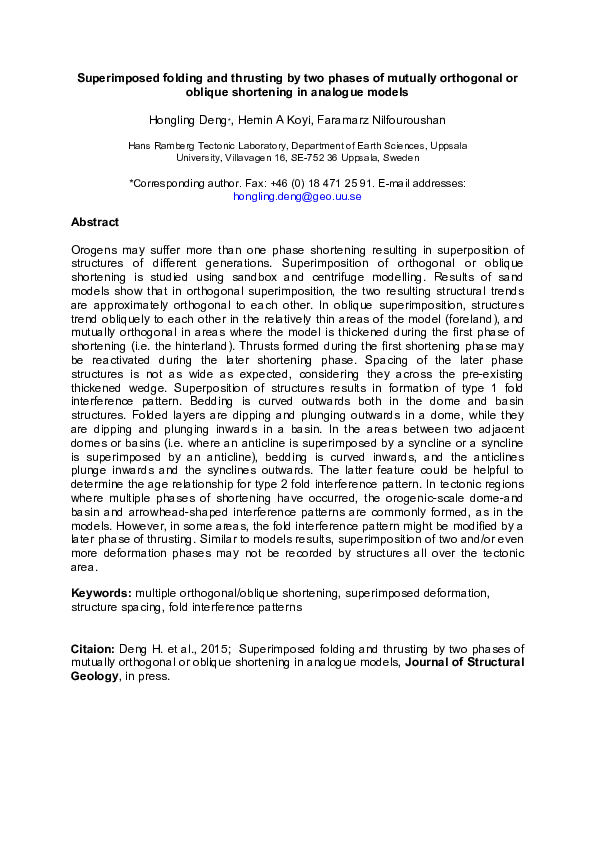Superimposed folding and thrusting by two phases of mutually orthogonal ...