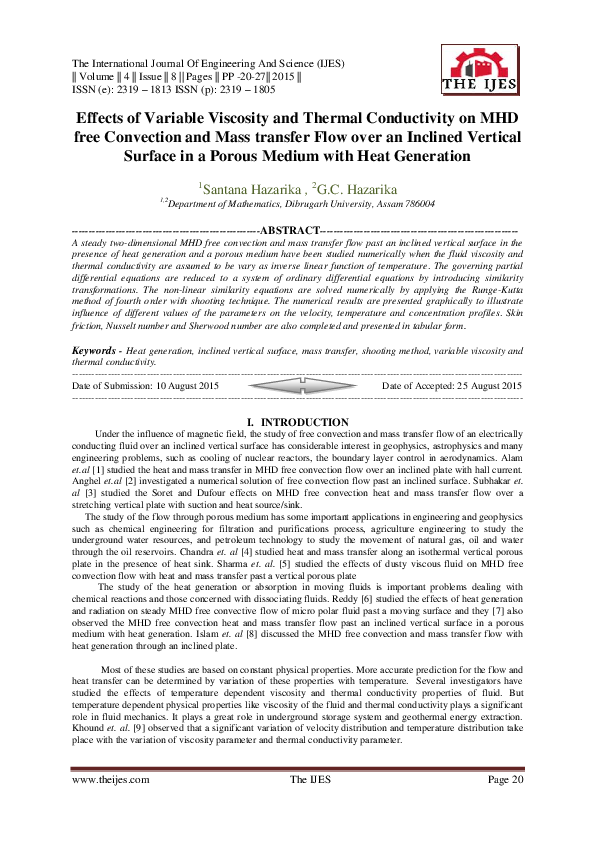Pdf Effects Of Variable Viscosity And Thermal Conductivity On Mhd Free Convection And Mass