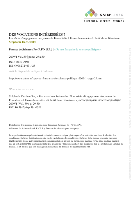 (PDF) Des vocations intéressées ? Les récits d'engagement des jeunes de ...