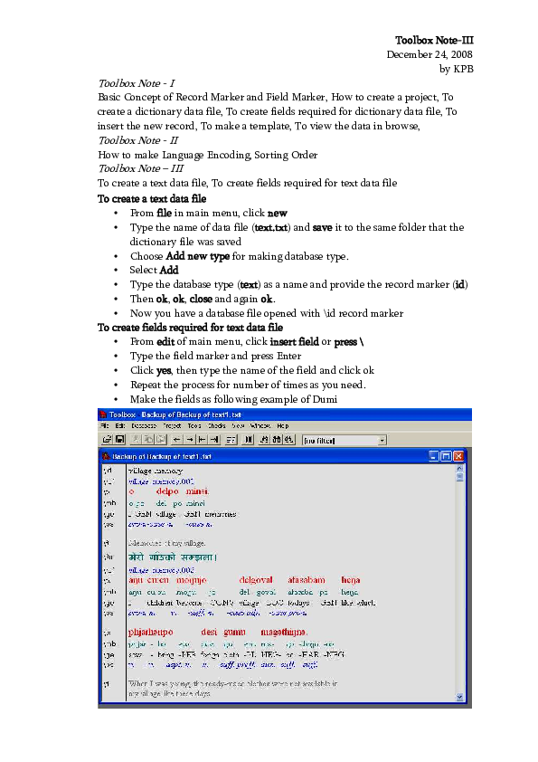 (PDF) Class Note III (Text File - interlinearization basic setup)