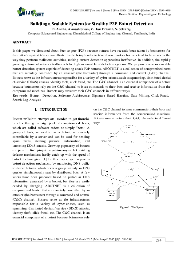 (PDF) Building a Scalable System for Stealthy P2P-Botnet Detection