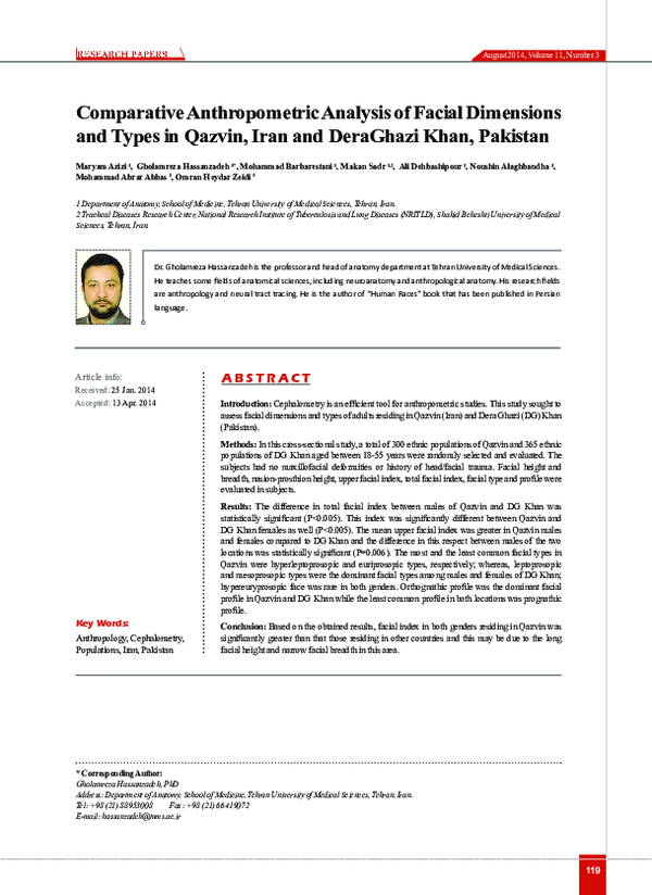 (PDF) Comparative Anthropometric Analysis of Facial Dimensions and ...
