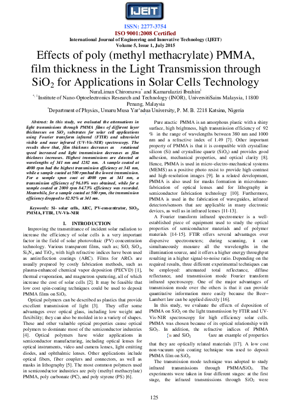 (PDF) Effects of poly (methyl methacrylate) PMMA, film thickness in the ...