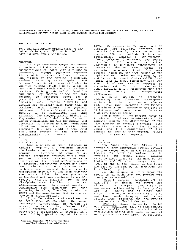 (PDF) Preliminary analysis of the biomass, density and distribution of fish in the tributaries ...