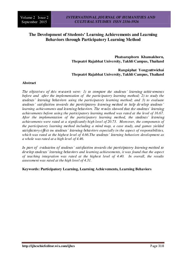 (PDF) The Development of Students’ Learning Achievements and Learning ...