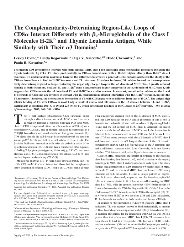 (PDF) with Their {alpha}3 Domains Leukemia Antigen, While Similarly ...